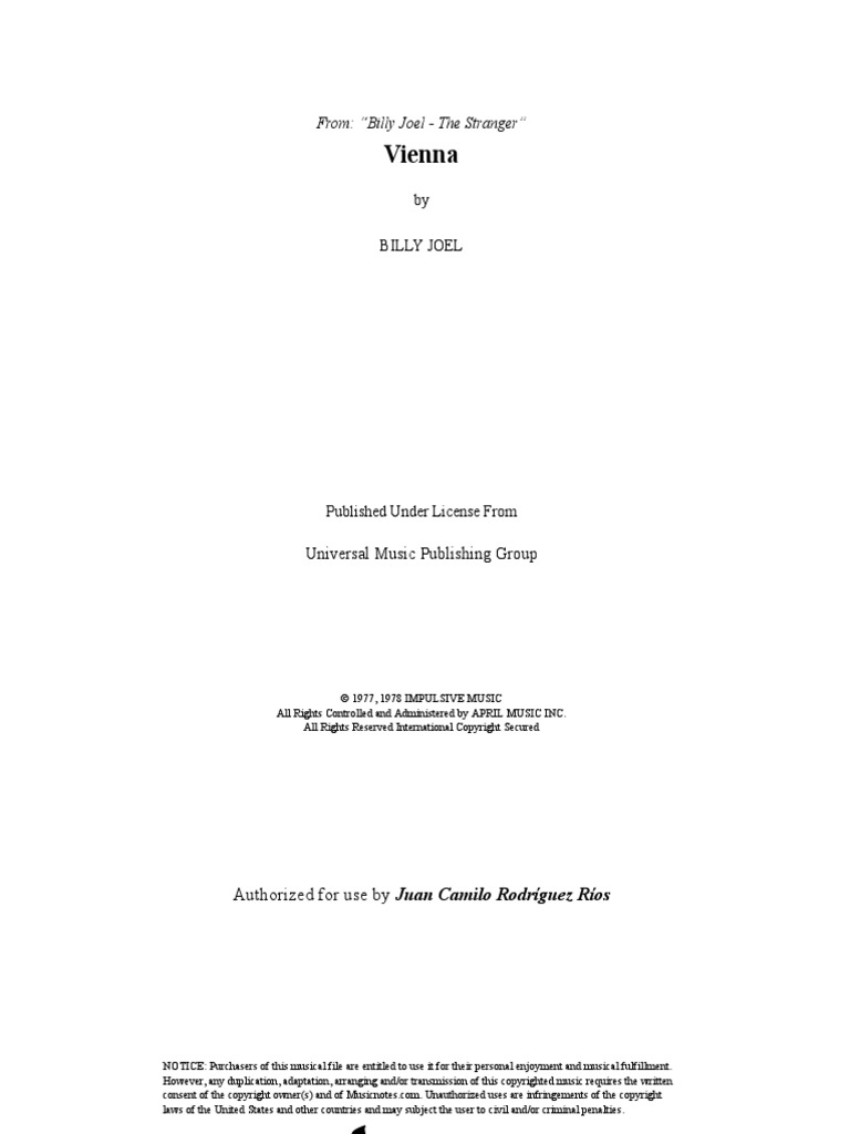 Vienna - Billy Joel | PDF