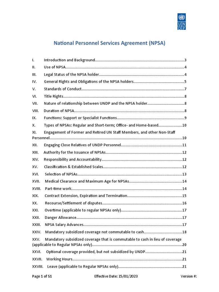HR - Non-Staff - National Personnel Services Agreement - NPSA | PDF