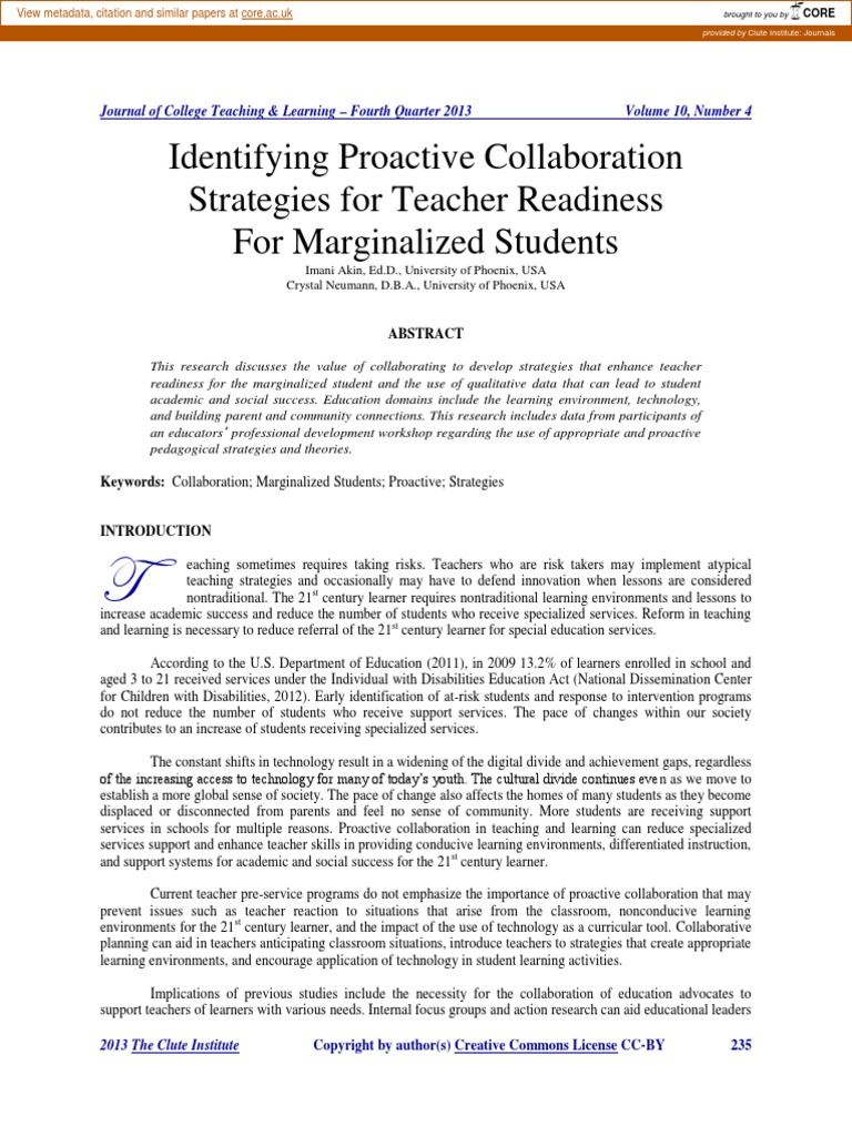 Identifying Proactive Collaboration Strategies for Teacher Readiness ...
