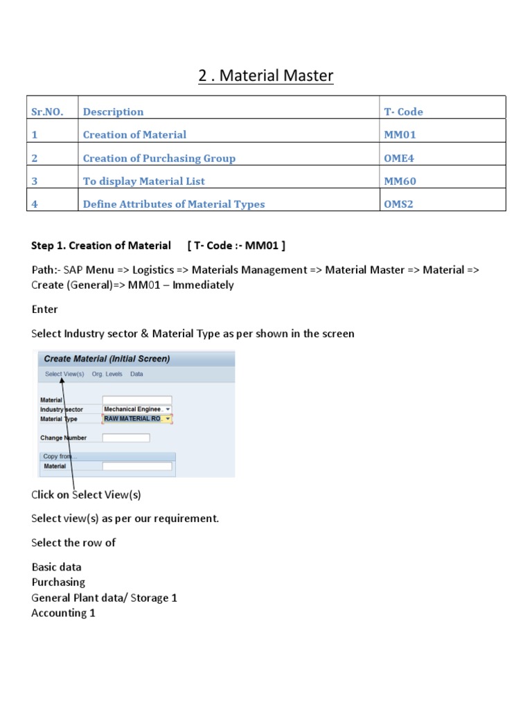 Material Master MM | PDF
