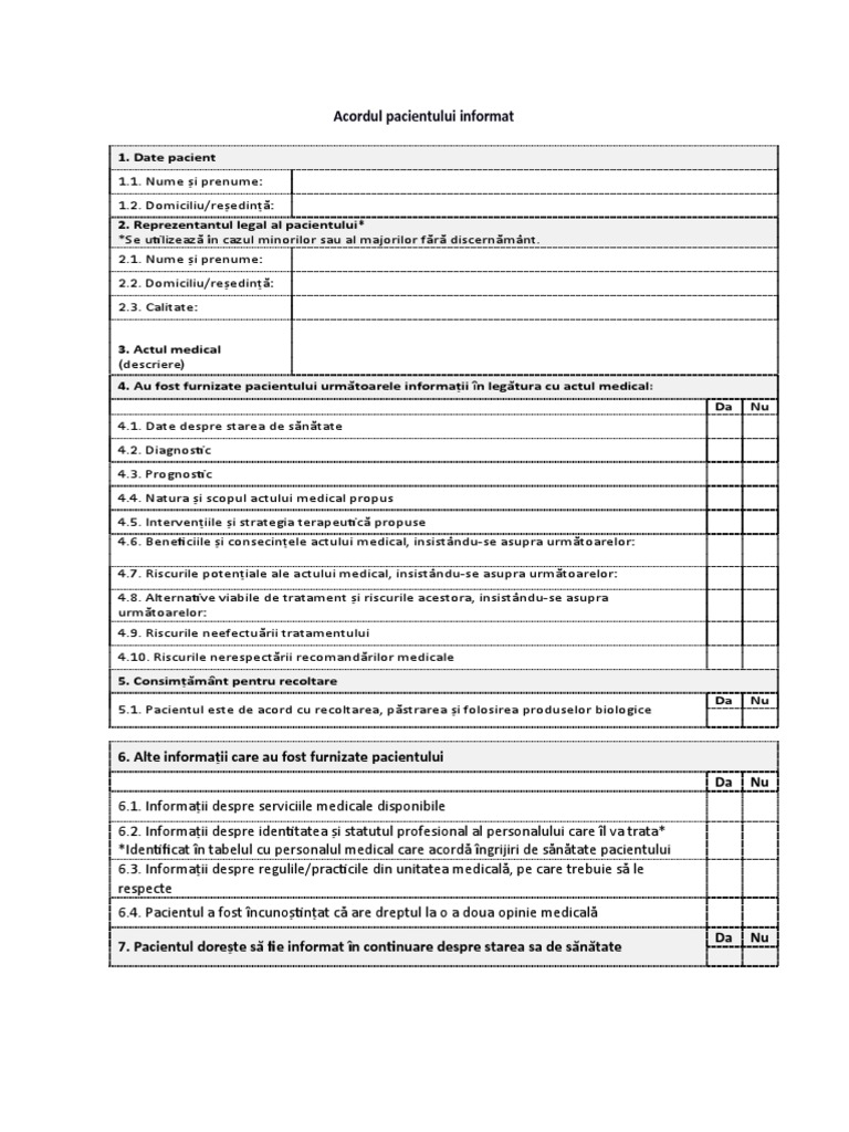 Acordul Pacientului Informat | PDF