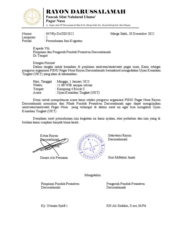 surat izin PONDOK PESANTRENN | PDF