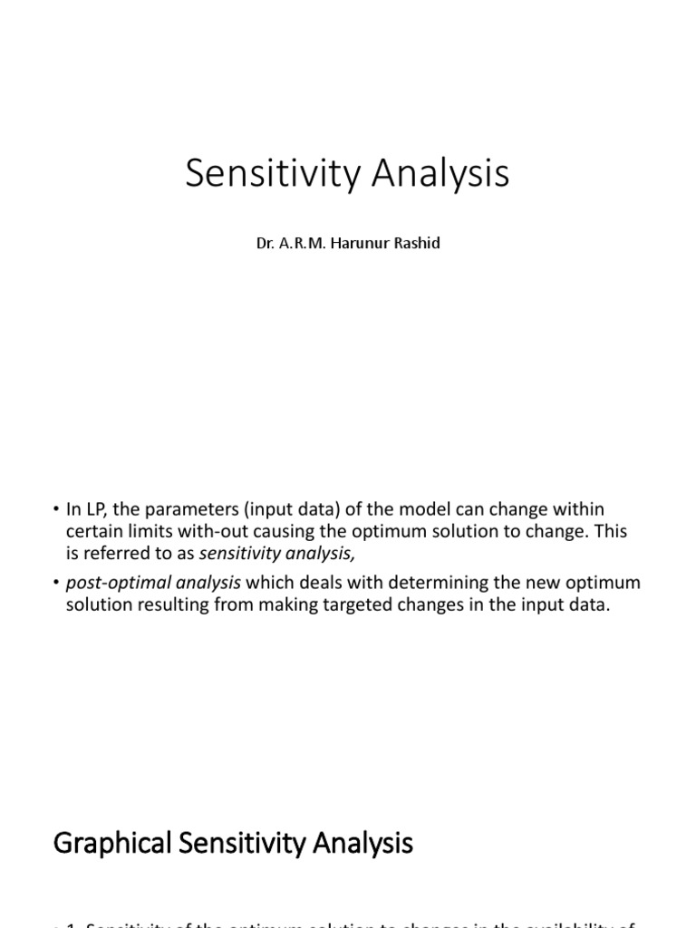 20 Sensitivity Analysis D 2023 Pdf Mathematical Optimization Sensitivity Analysis 