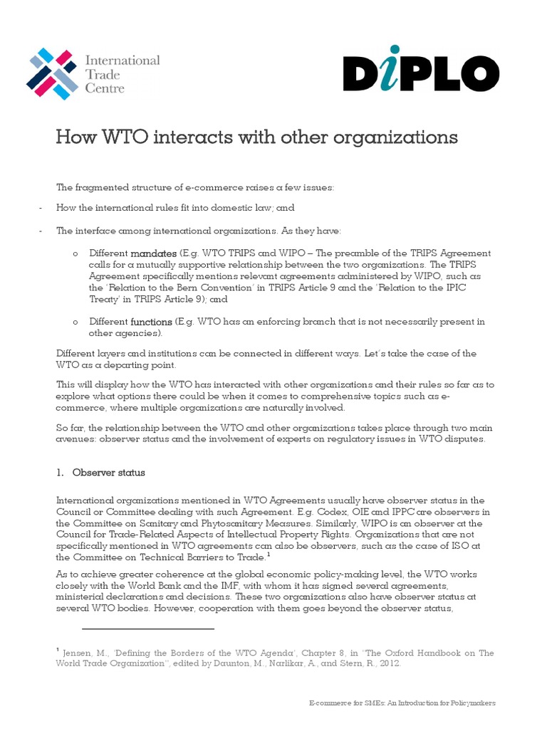 Lecture 3 - Slide 15 - WTO Interactions With Other Organisations | PDF ...