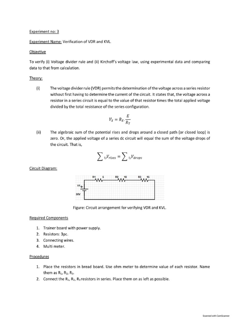 EEE Lab - VDR&KVL | PDF
