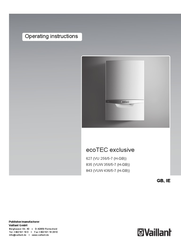 ecoTEC Exclusive Operating Manual | PDF | Water Heating | Energy ...