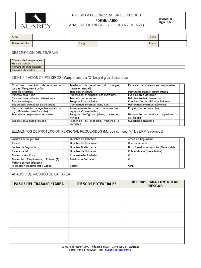 Formulario - Analisis de Riesgos de La Tarea | PDF | Soldadura ...