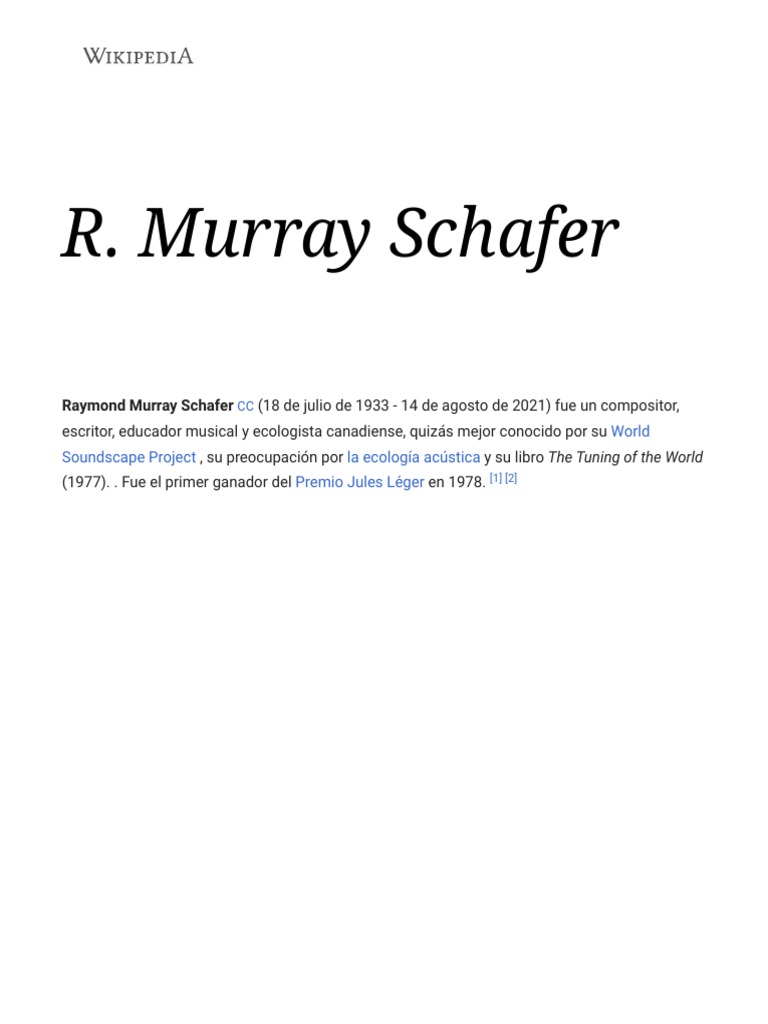 R. Murray Schafer - Wikipedia | PDF