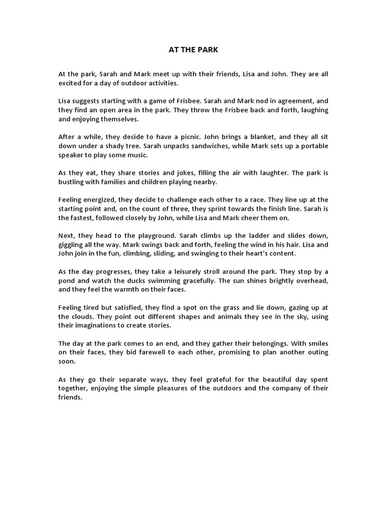 Day at the Park: A Short Story | PDF | Art