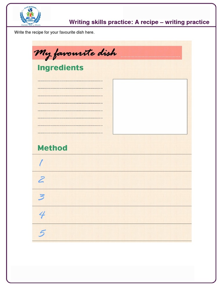 A Recipe - Writing Practice 4 | PDF