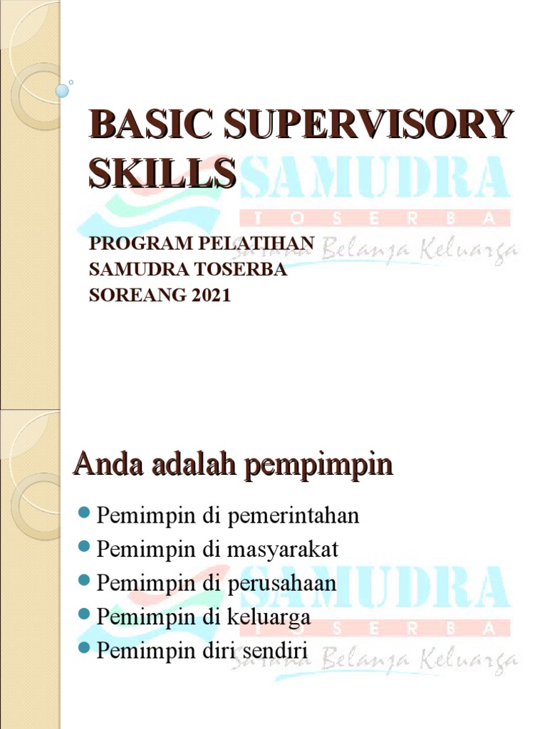Basic Supervisor Skill | PDF