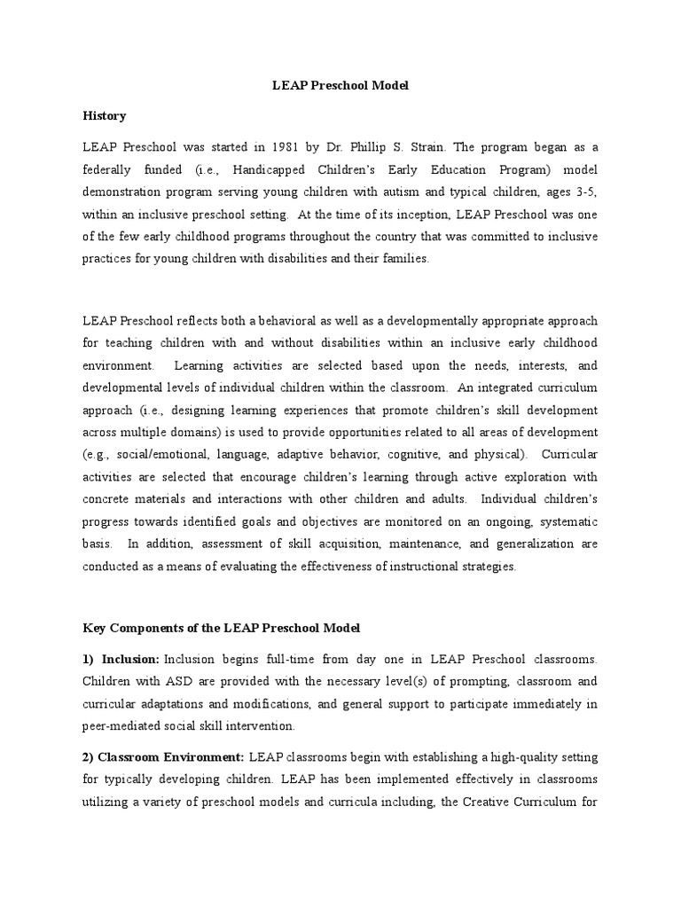 LEAP Preschool Model Notes | PDF