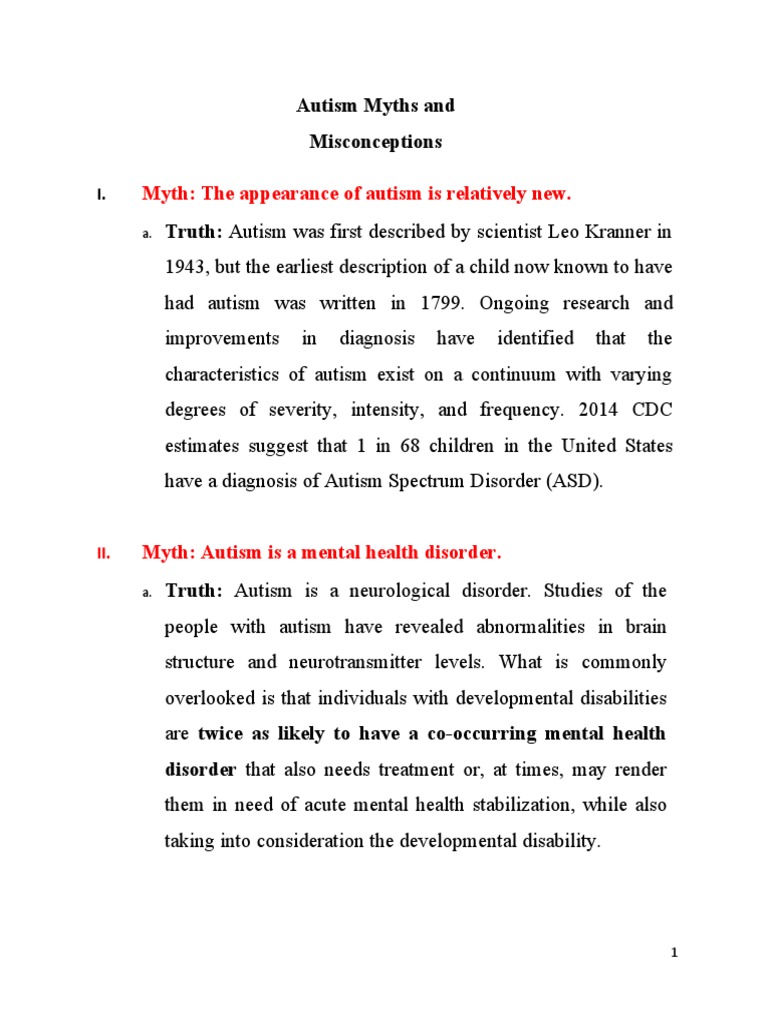 Debunking Autism Myths and Facts | PDF | Autism Spectrum | Mental Disorder