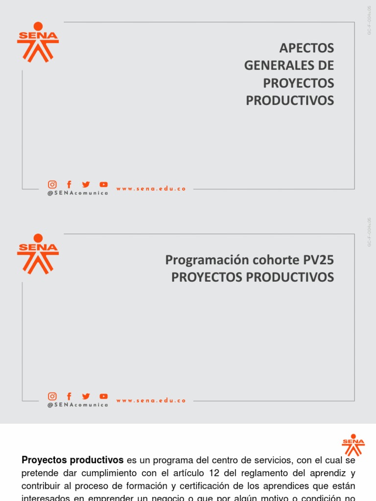 Proyectos Productivos SENA: Cohorte PV25 | PDF | Business | Economias
