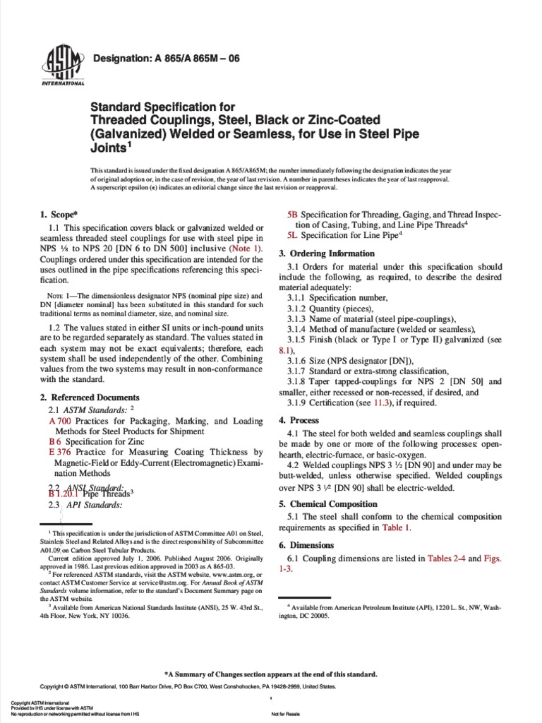ASTM A865 钢筋套筒 | PDF