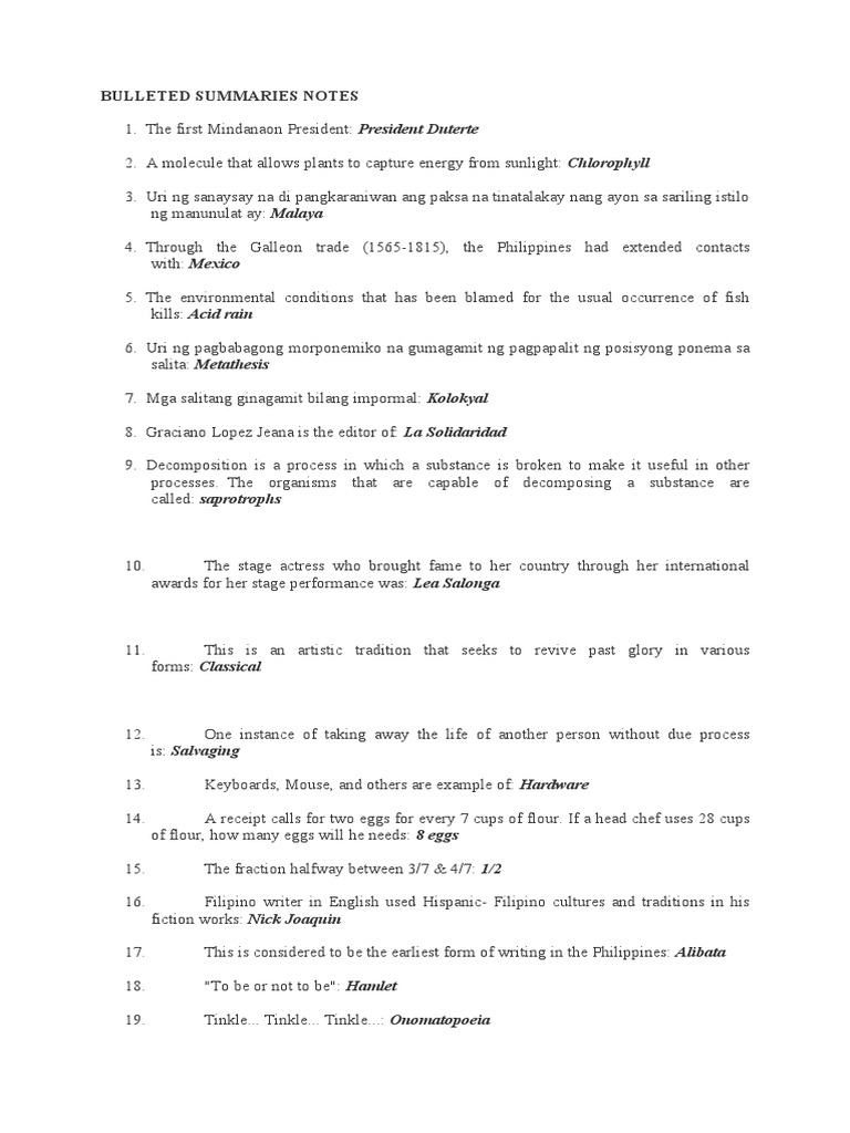 General Education Bulleted Summaries Notes | PDF | Economic Surplus ...