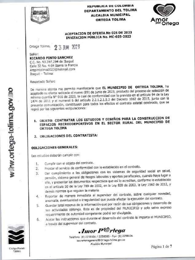 Carta de Aceptacion Mc-025 | PDF