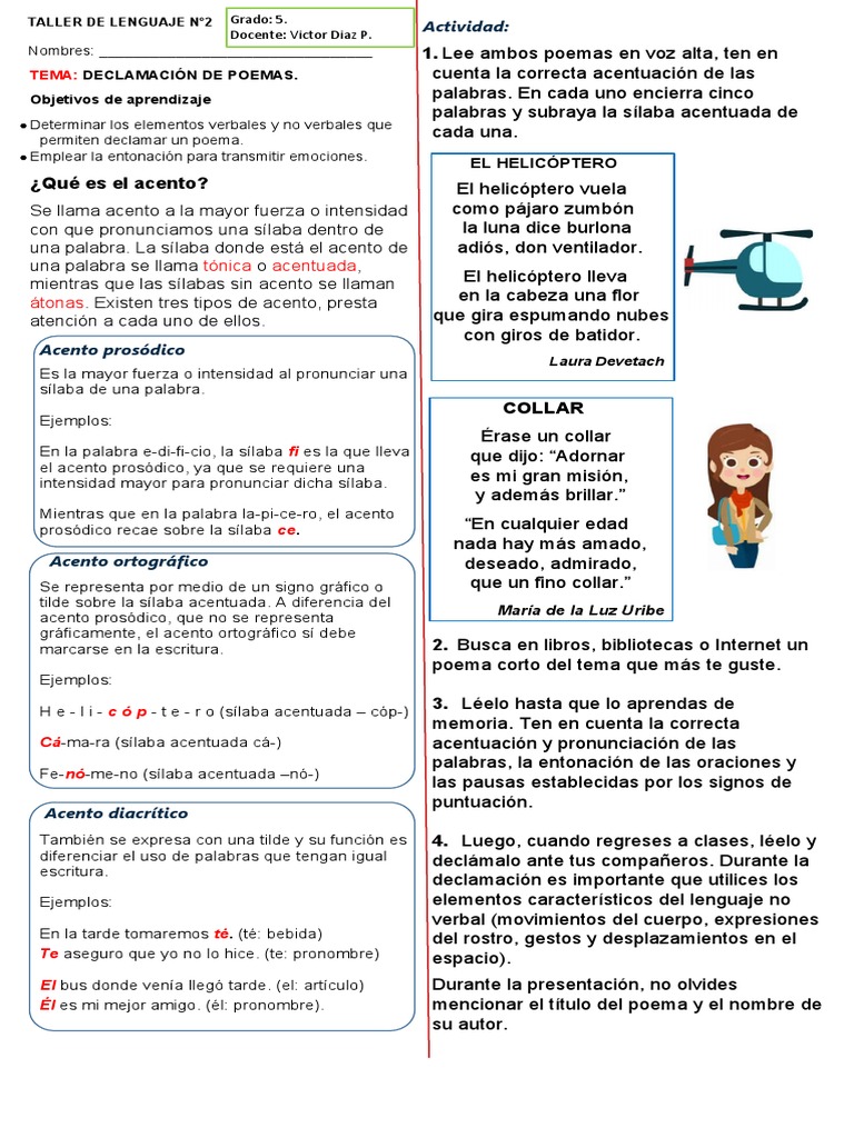 Grado 5°taller | PDF | Sílaba | Palabra