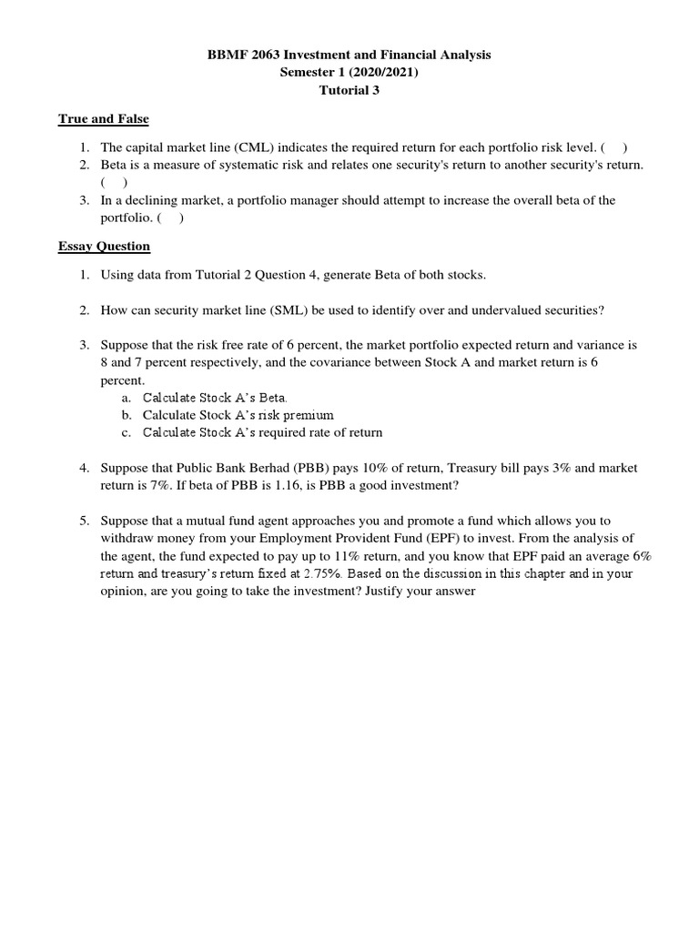 Investment Analysis and Beta Calculations | PDF | Business | Computers