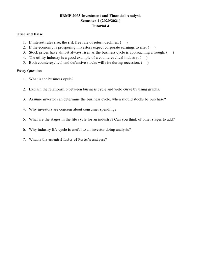 BBMF 2063 Financial Analysis Tutorial | PDF | Finance & Money Management