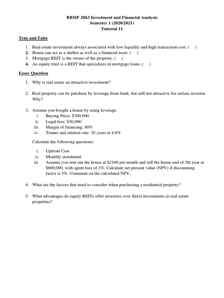 BBMF2063 Tutorial Questions - 202306-11 | PDF