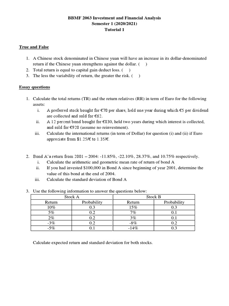 BBMF2063 Tutorial Questions - 202306-1 | PDF