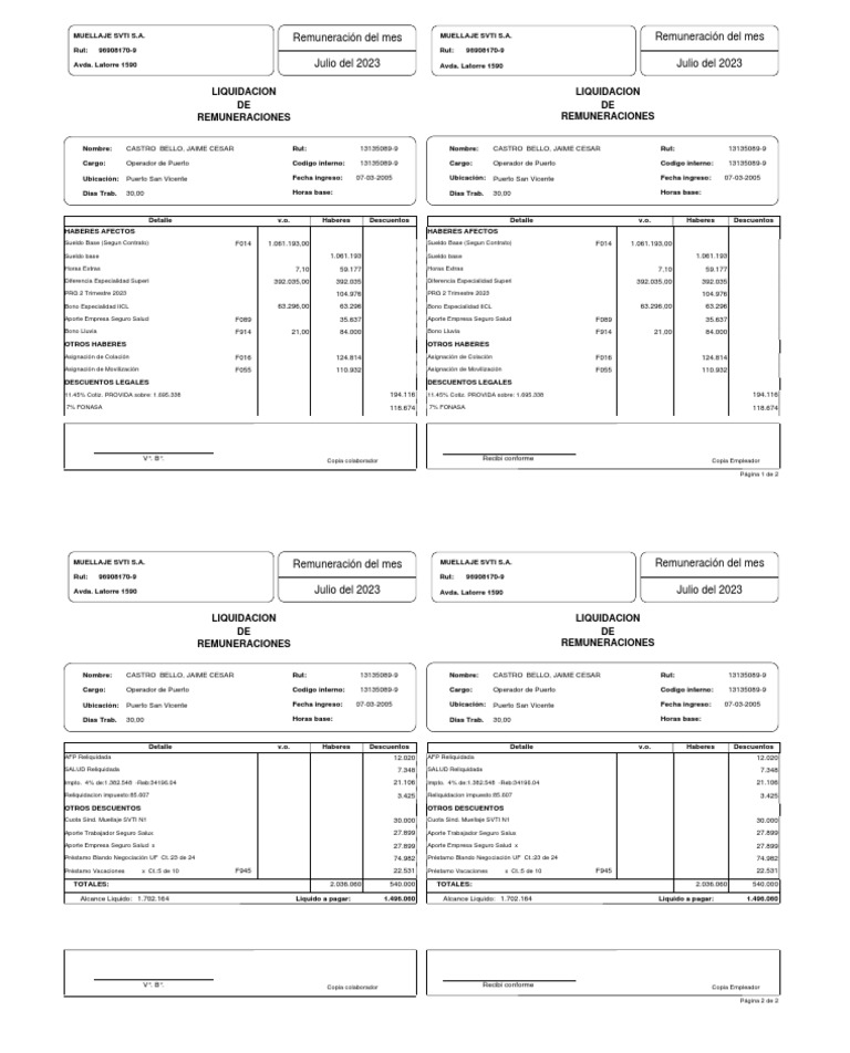 Recibo Dobl CL | PDF