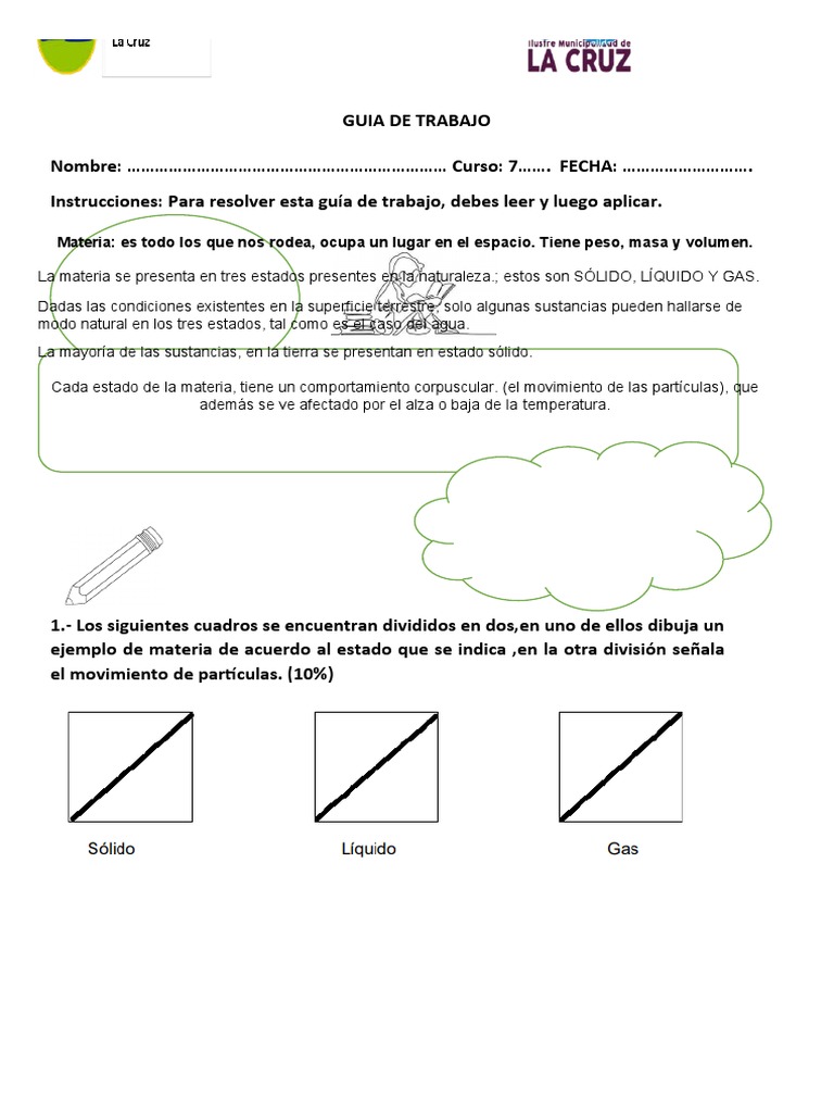 Guía de Trabajo: Estados de la Materia | PDF