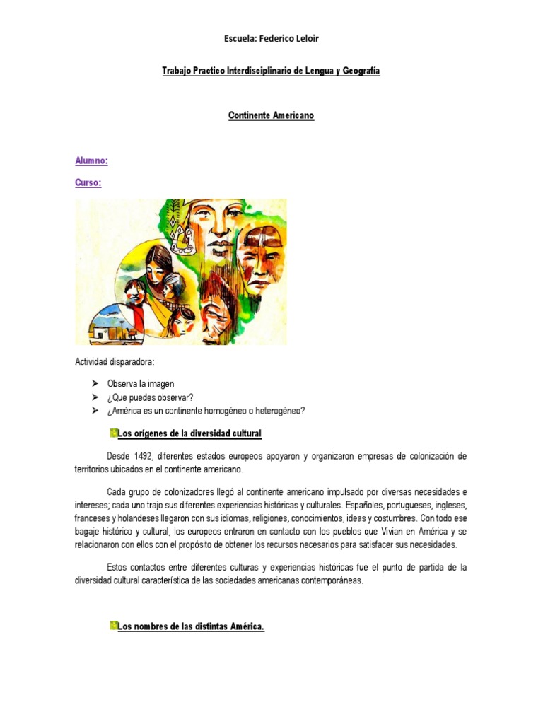 Diversidad Cultural en América: Comparativa | PDF | Américas | America ...