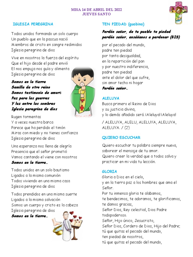 Cantos Jueves Santo | PDF | eucaristía | Misa (liturgia)