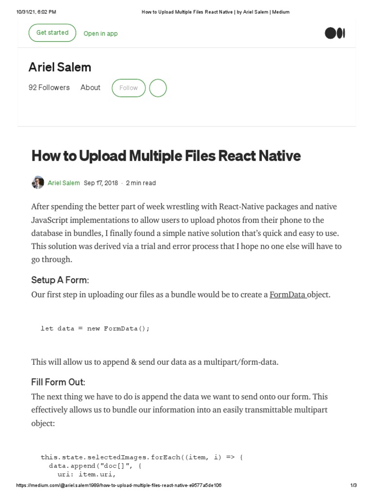 How To Upload Multiple Files React Native - by Ariel Salem - Medium ...
