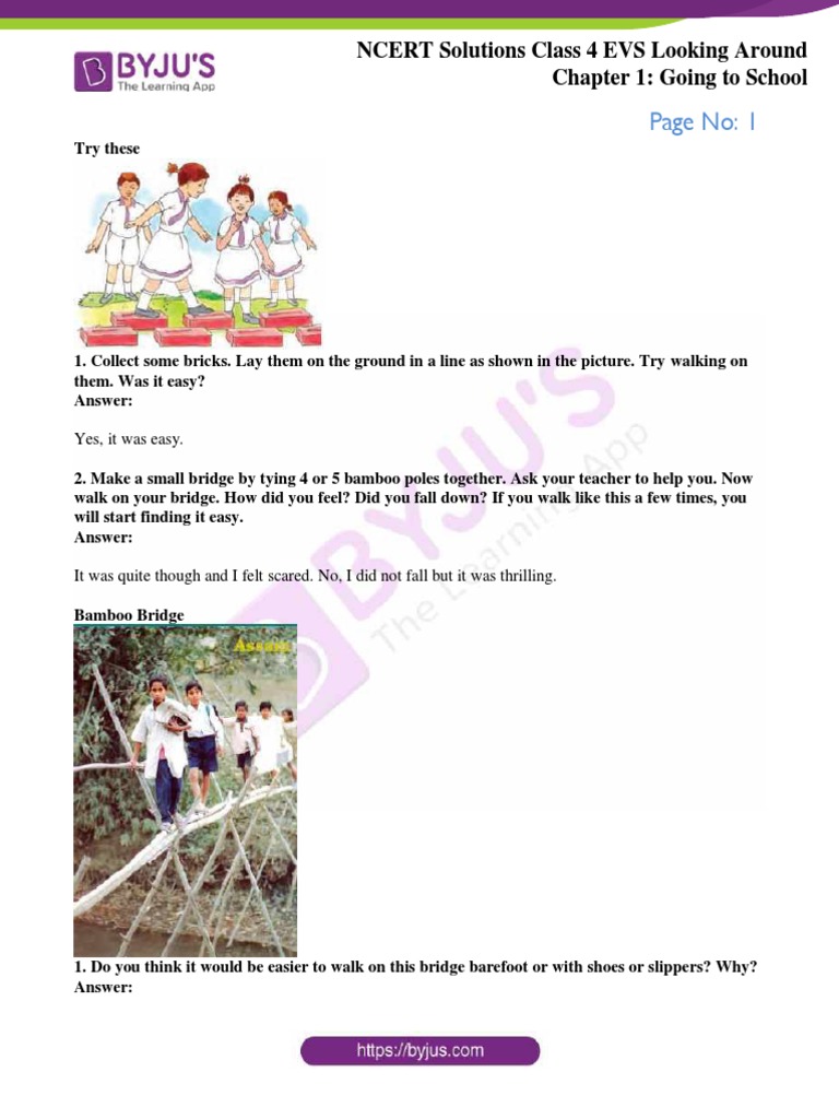 NCERT Solutions Class 4 EVS Chapter 1 | PDF