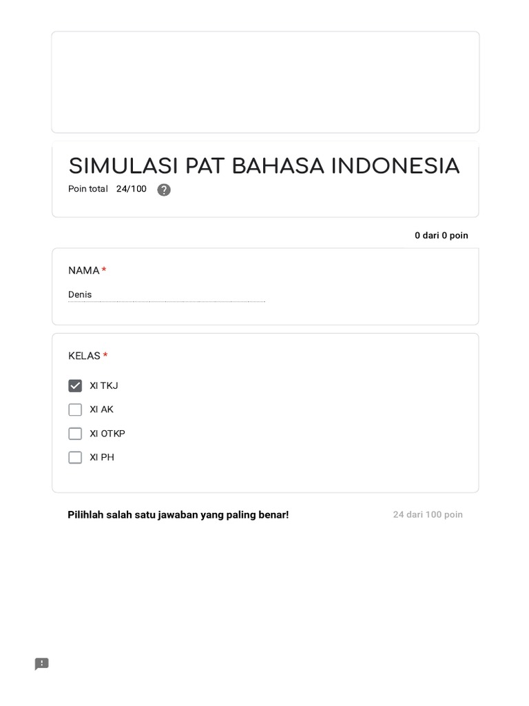 Simulasi Pat Bahasa Indonesia | PDF