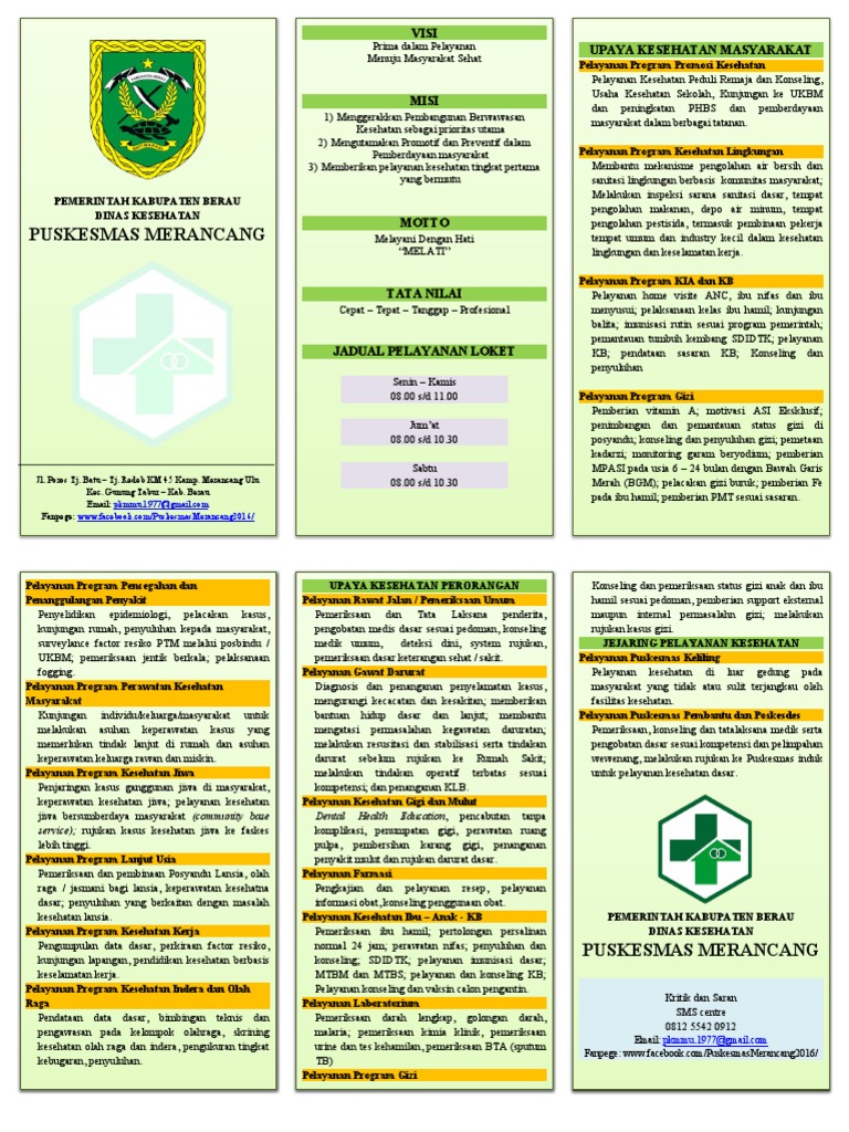 Leaflet PKM Visi Misi Pelayanan | PDF