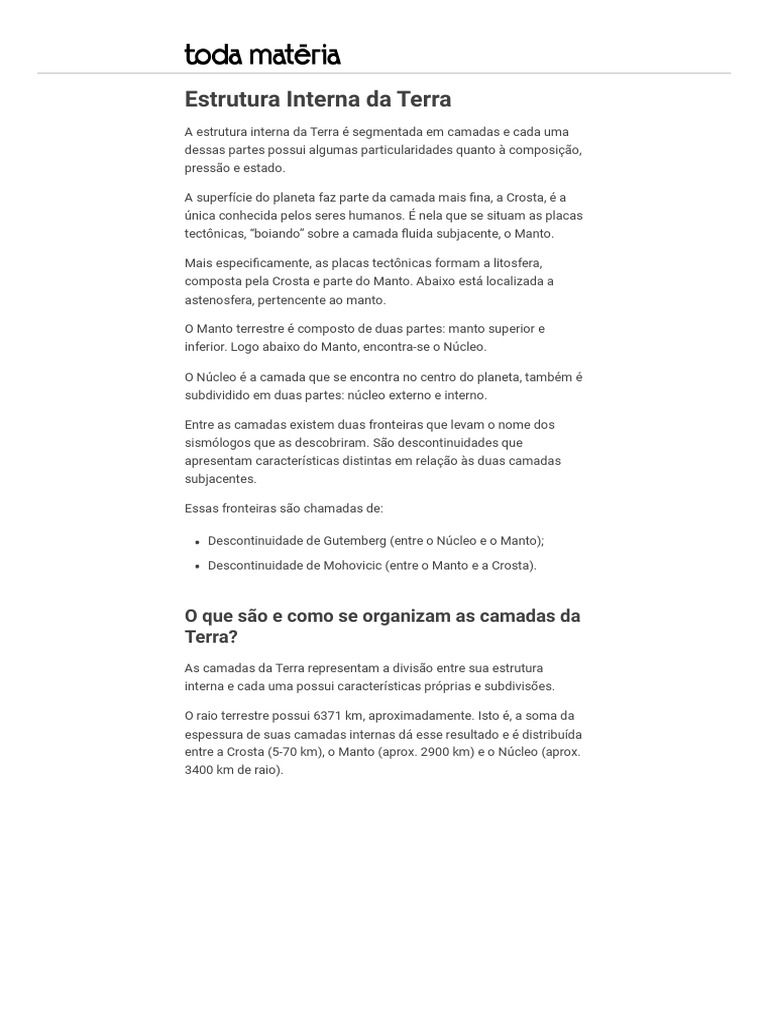 Estrutura Interna Da Terra - A Divisão Das Camadas Da Terra - Toda ...