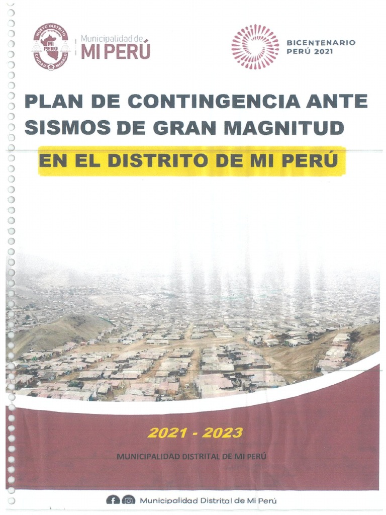 Plan de Contingencia Ante Sismos de Gran Magnitud en El Distrito de Mi ...