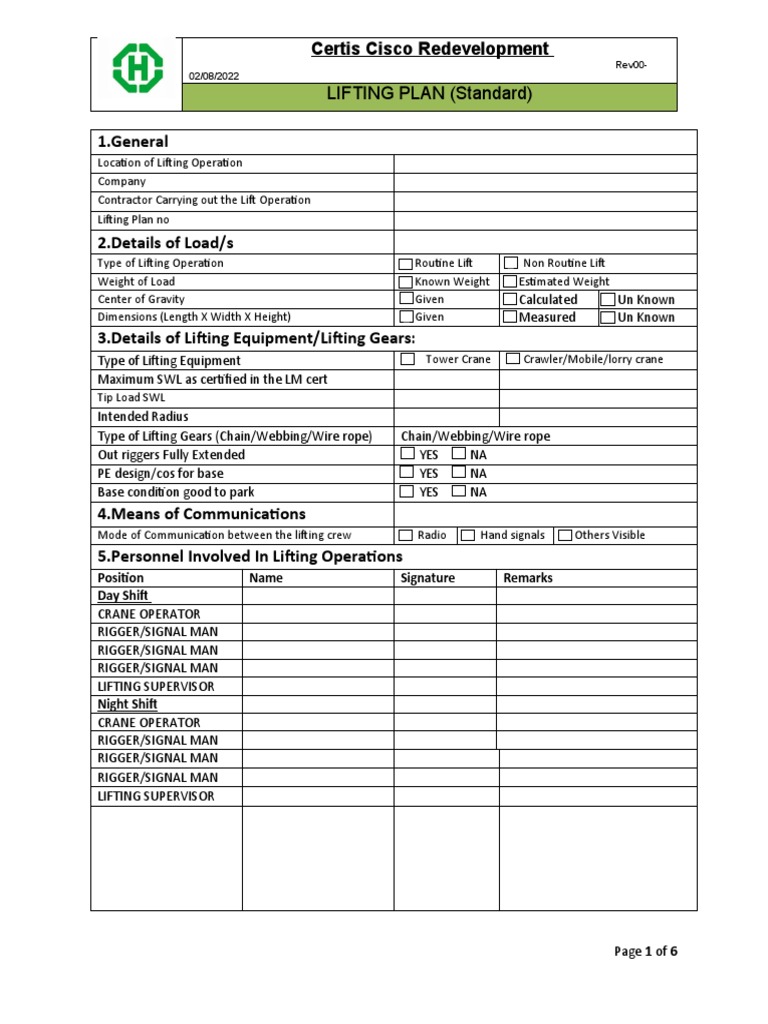 Hex-Standard Lifting Plan | PDF | Crane (Machine)