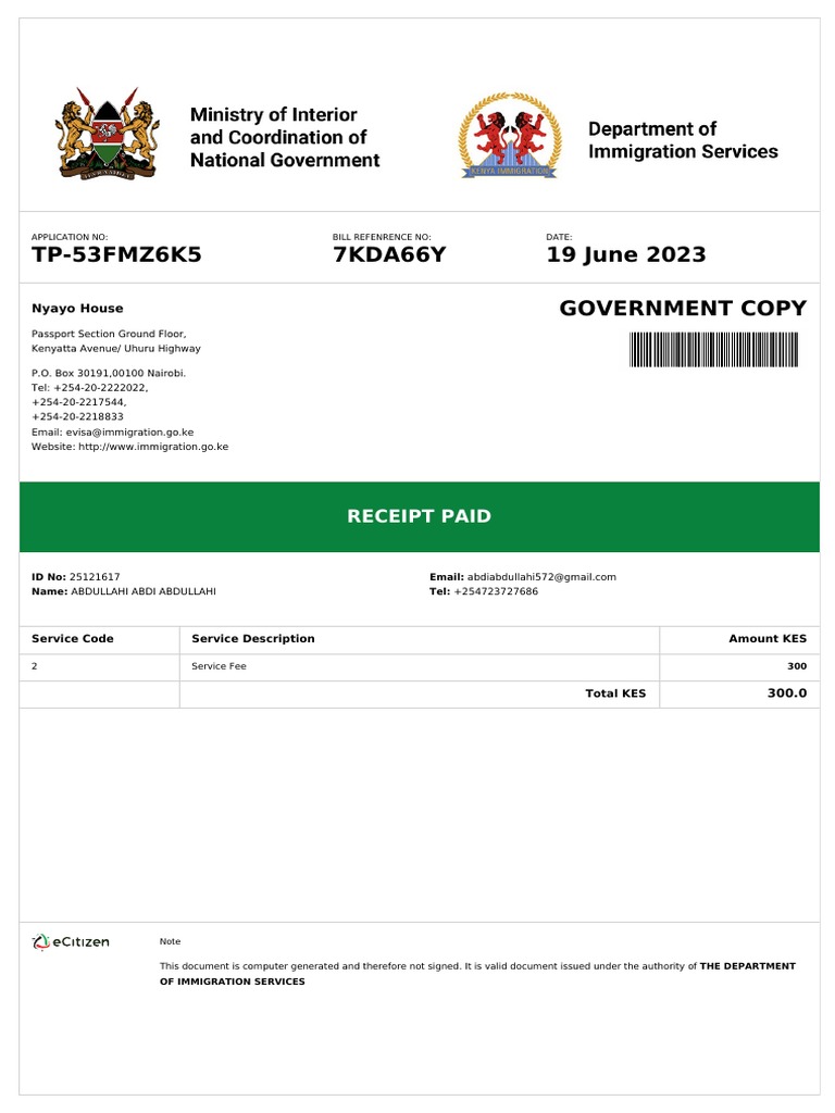 Tp-53fmz6k5-Immigration Receipt | PDF | National Security ...