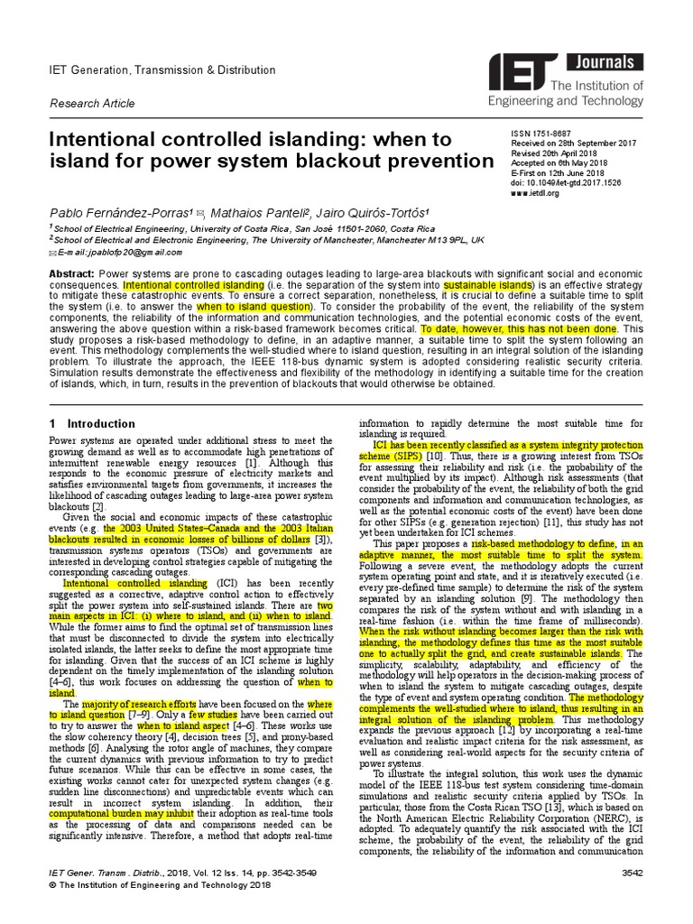 Intentional Controlled Islanding | PDF | Technology & Engineering