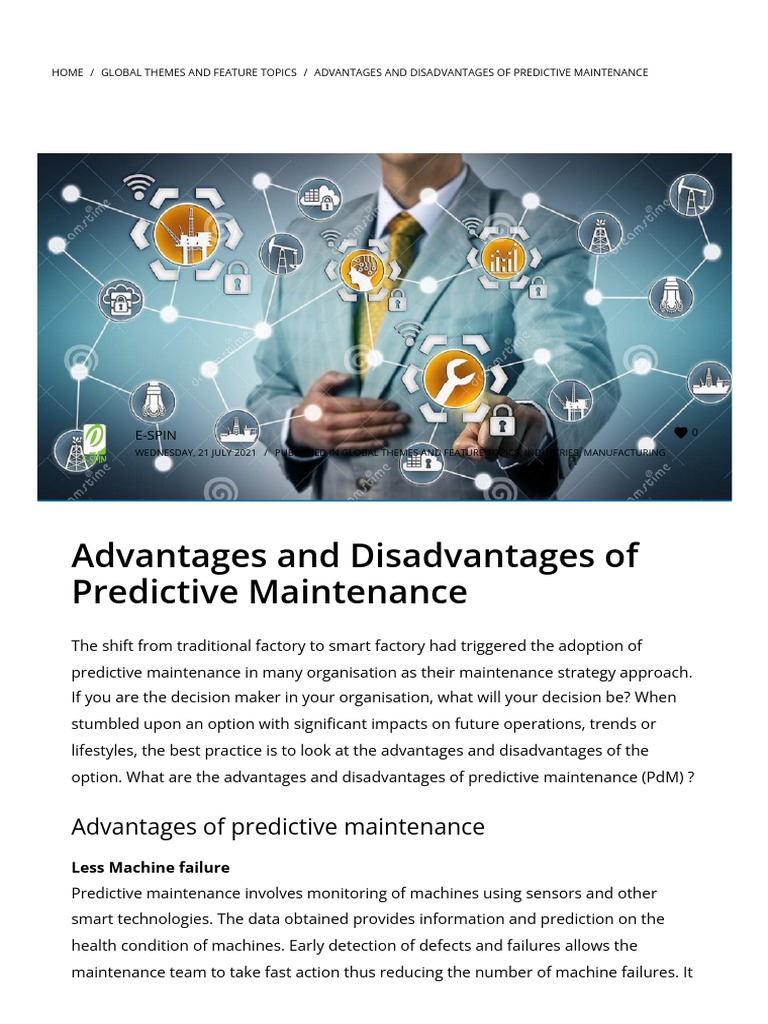 Advantages and Disadvantages of Predictive Maintenance - E-SPIN Group ...