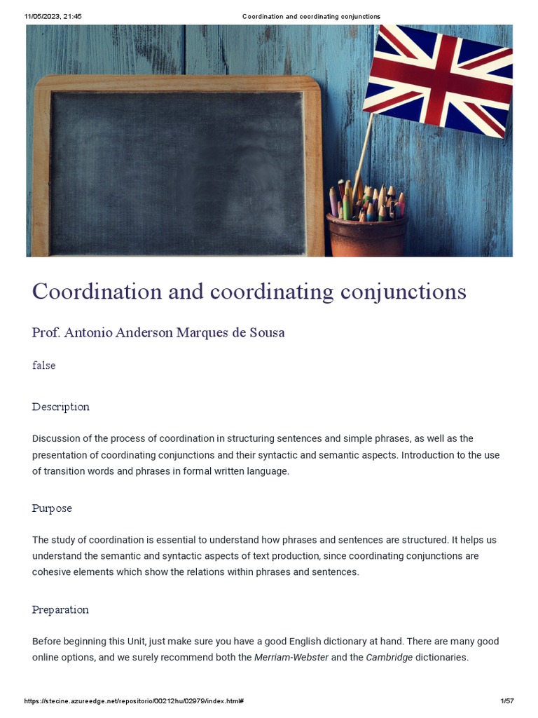 Coordination and Coordinating Conjunctions | PDF
