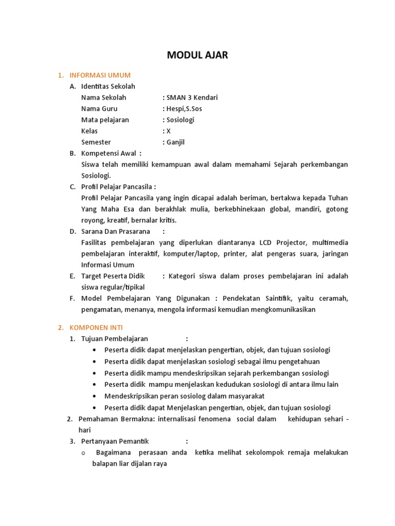 Contoh Lk Modul Ajar Pdf