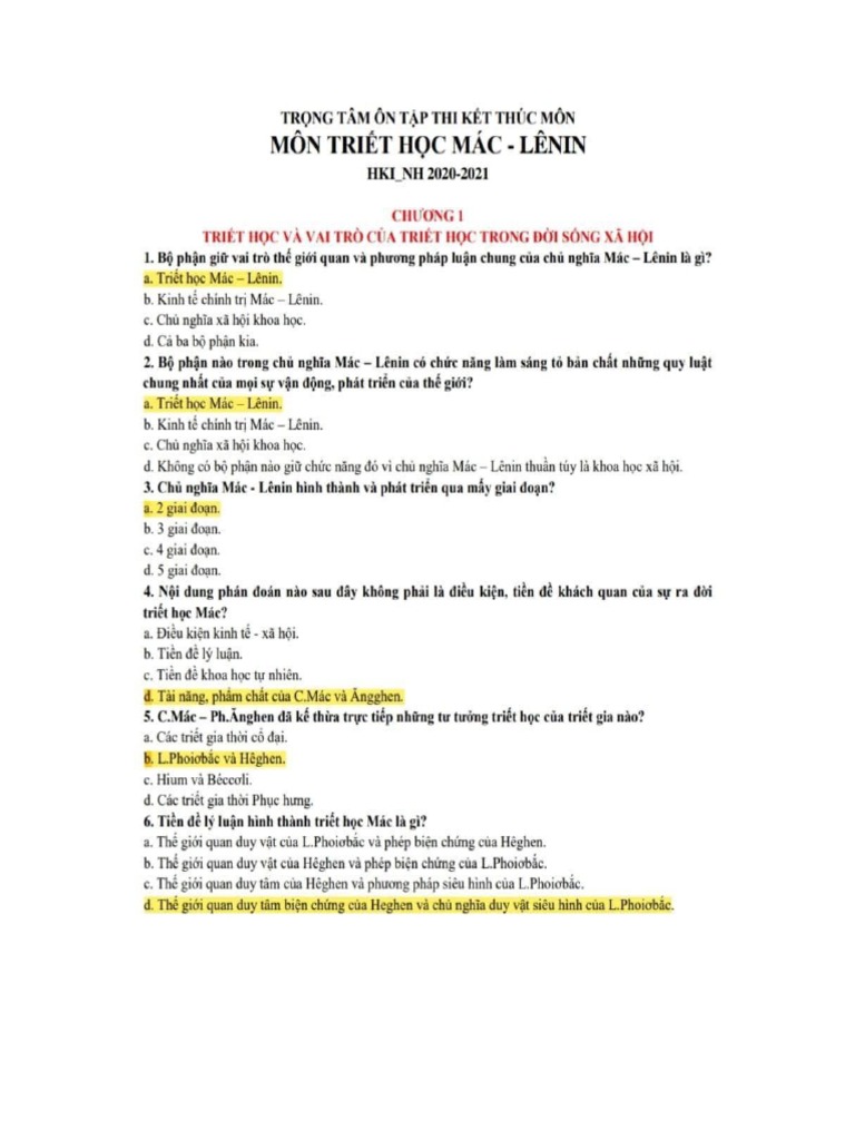 Tailieuxanh Trac Nghiem Triet MLN 4273 | PDF