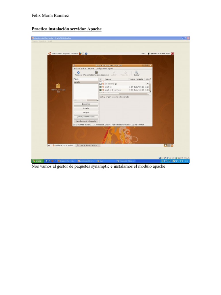 Practica Instalación Servidor Apache | PDF | Servidor HTTP Apache | Archivo de computadora