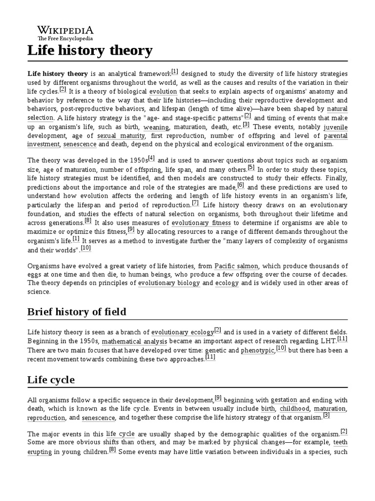 Life History Theory | PDF