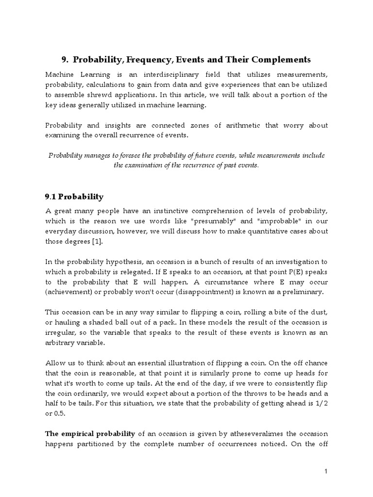 Probability, Frequency, Events and Their Complements | PDF