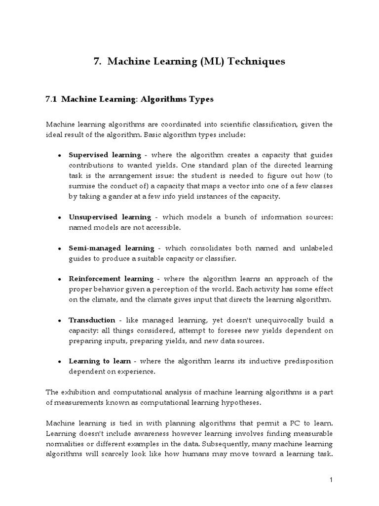 Machine Learning (ML) Techniques | Download Free PDF | Support Vector ...