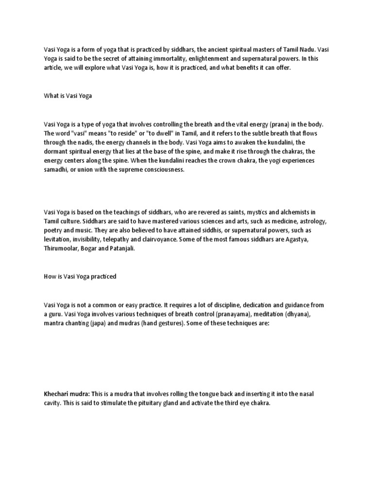 Vasi Yoga - General View - PL - Check Detailly With Masters | PDF