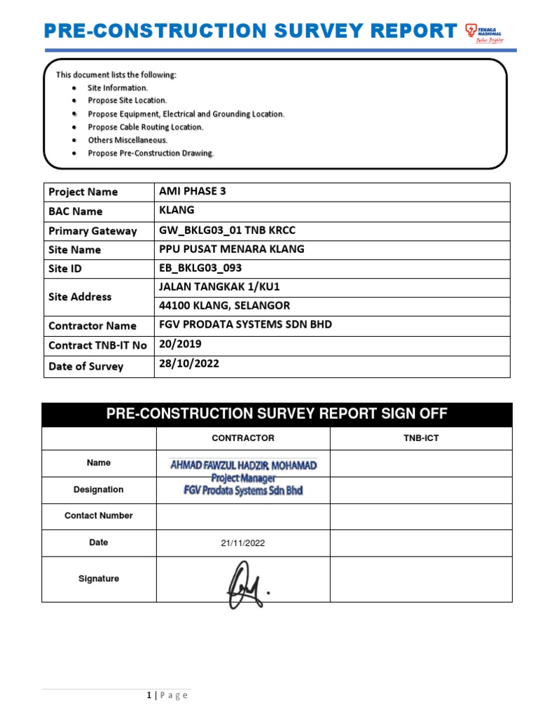 Precon Report Ppu Menara Klang - Rev 00 | PDF