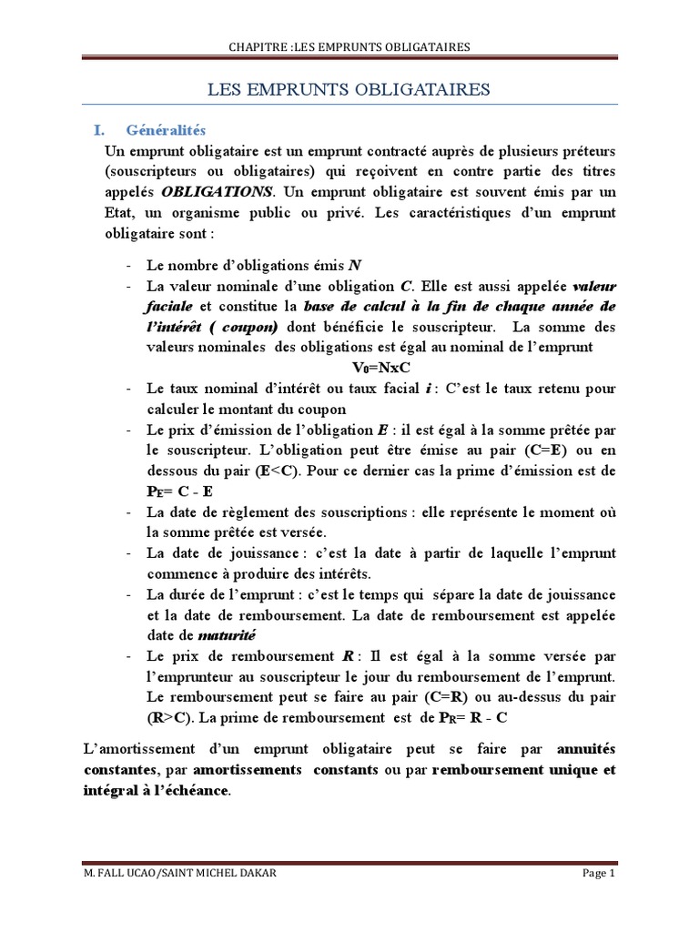 Les Emprunts Obligataires | PDF | Prêts | Obligation (Finance)